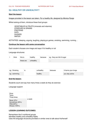 Nutrition unit - CLIL | PDF