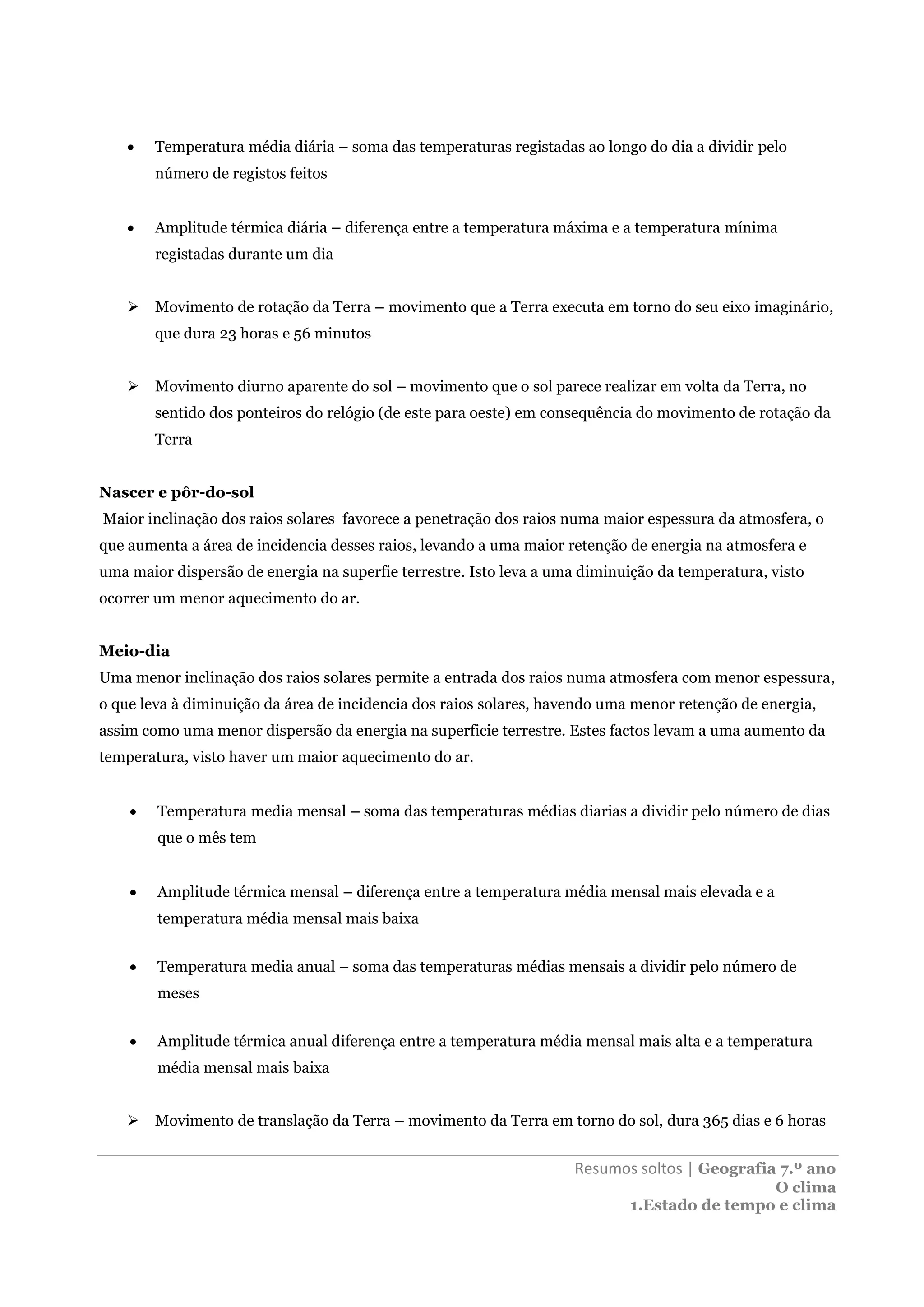 GEOGRAFIA 7 - O clima - Estado de tempo e clima | PDF | Geography | Science