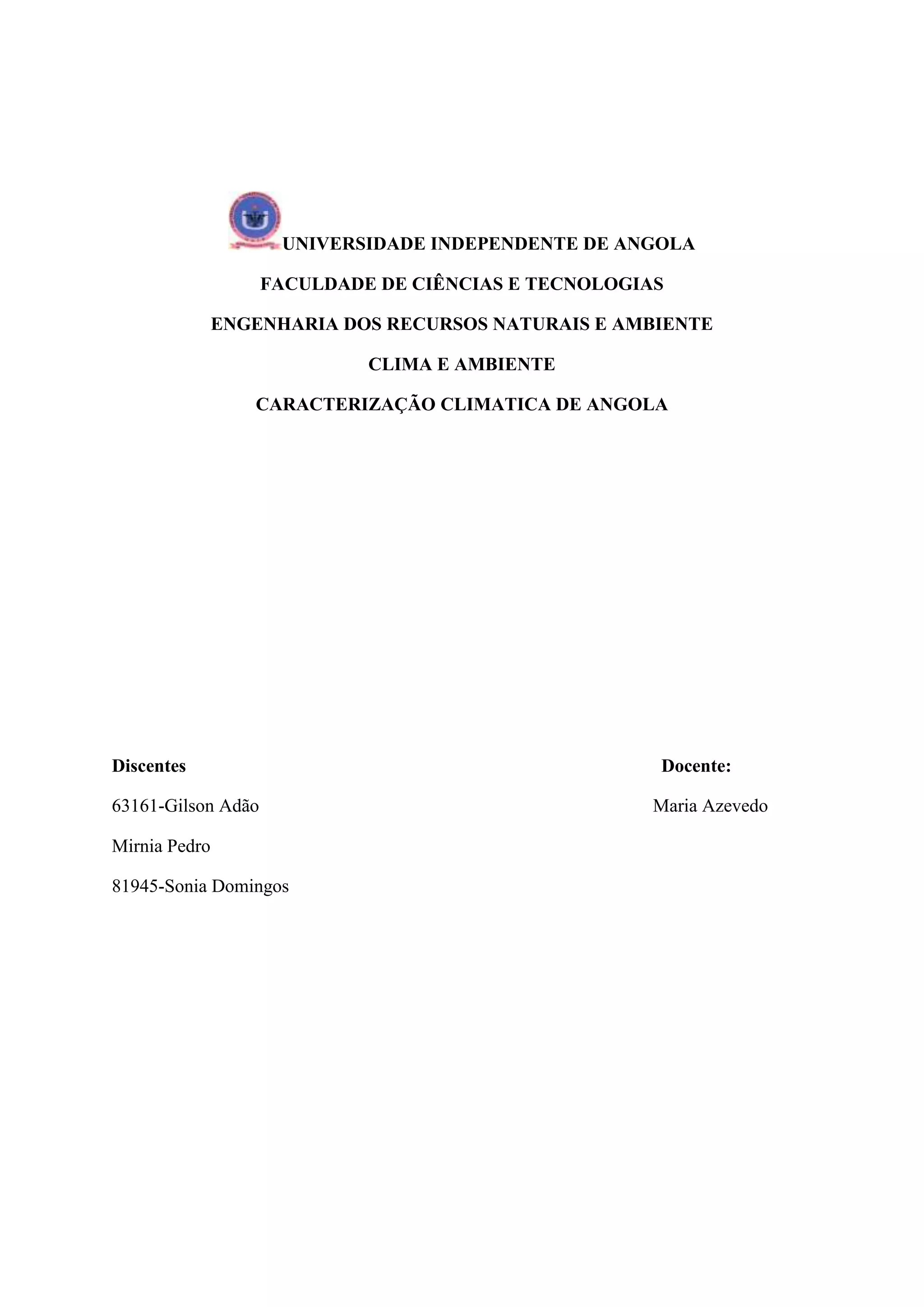 Clima de angola | DOCX