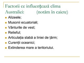 Clima si apele Australiei | PPT