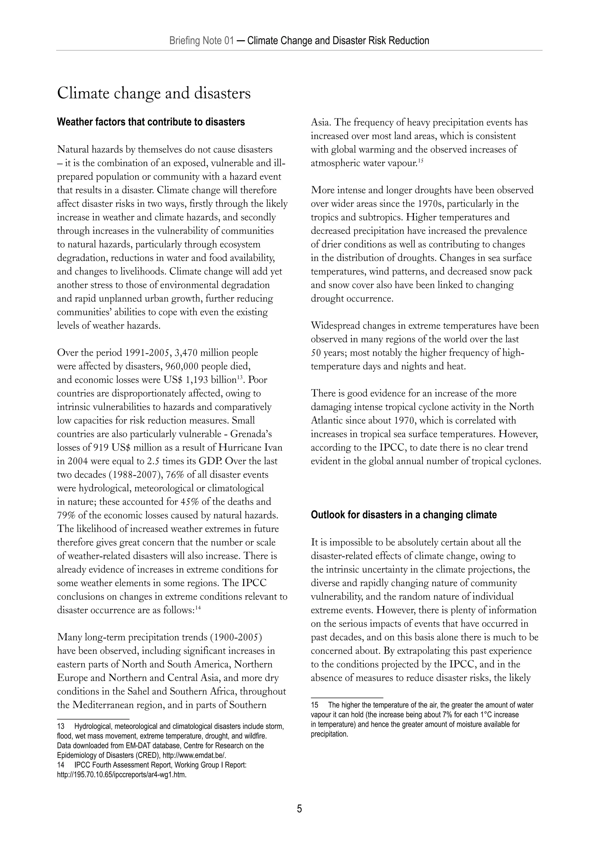 Climate-Change and disaster risk reduction | PDF