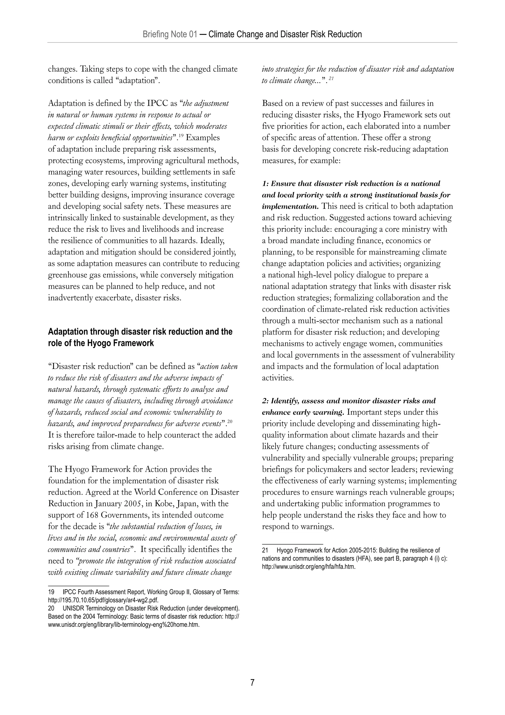 Climate-Change and disaster risk reduction | PDF