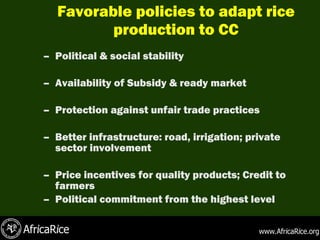 Climate change: Impacts and strategies on rice production in Africa | PPT
