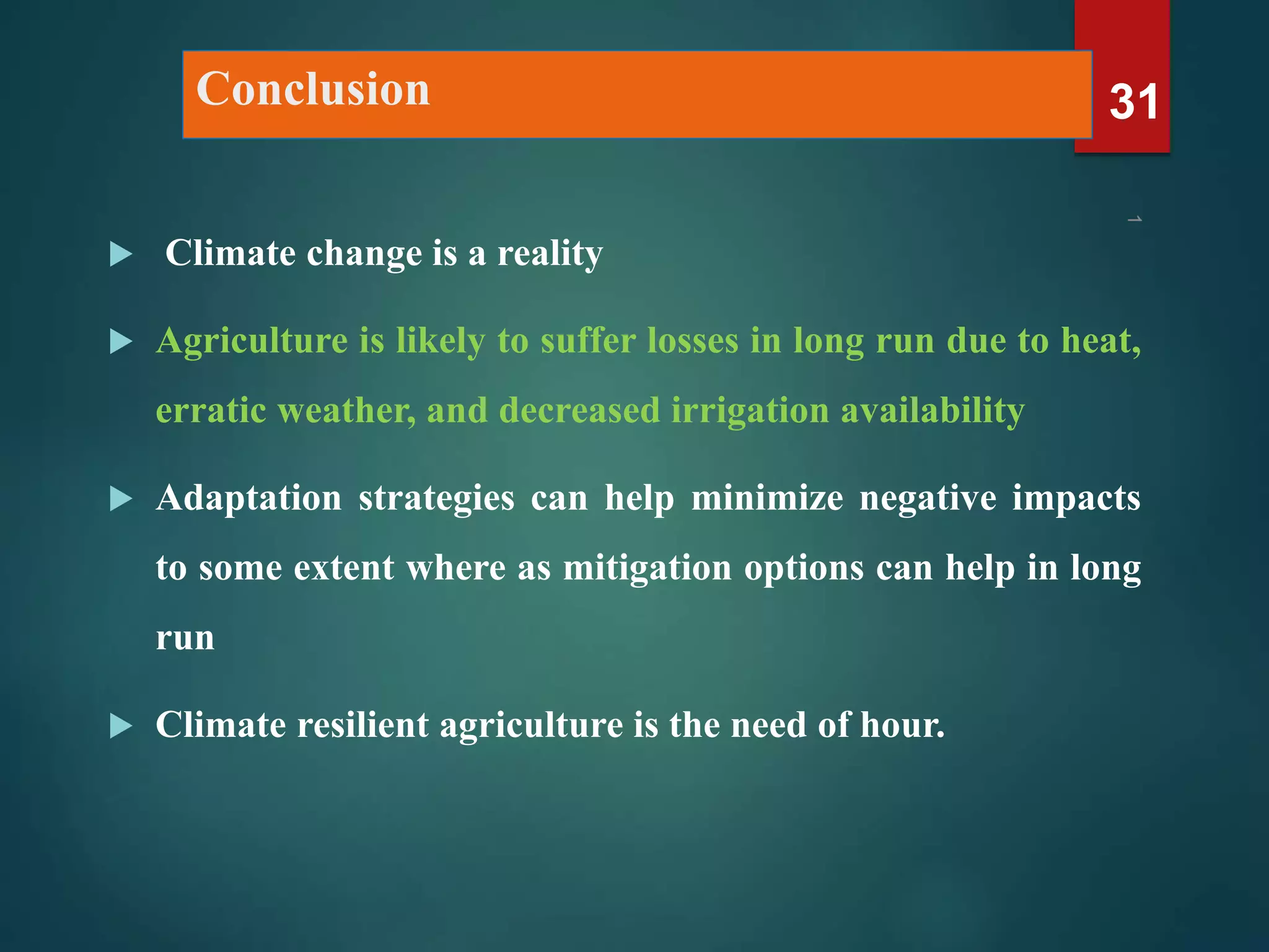 Climate change and Agriculture: Impact Aadaptation and Mitigation | PPTX