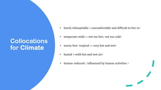 Climate Change Topic for IELTS SPEAKING Class | PDF