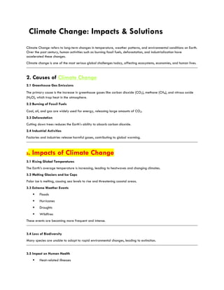 Comprehensive Overview of Climate Change: Causes, Impacts, and Global ...