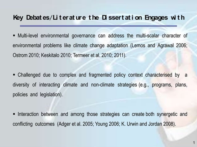 Climate Change Adaptation through Multi-level Governance: Perspectives ...