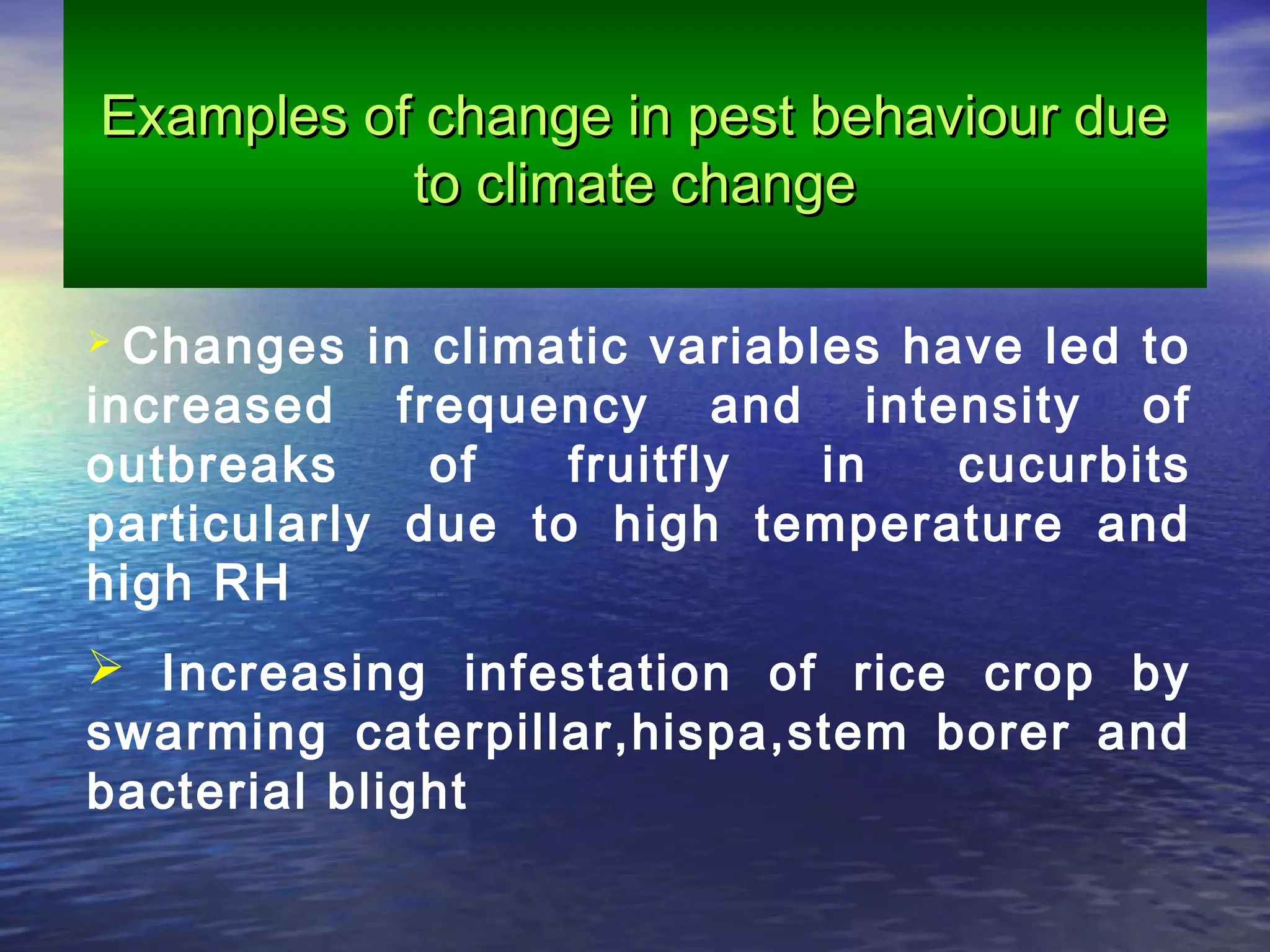 Climate change and crop pest scenario | PPT