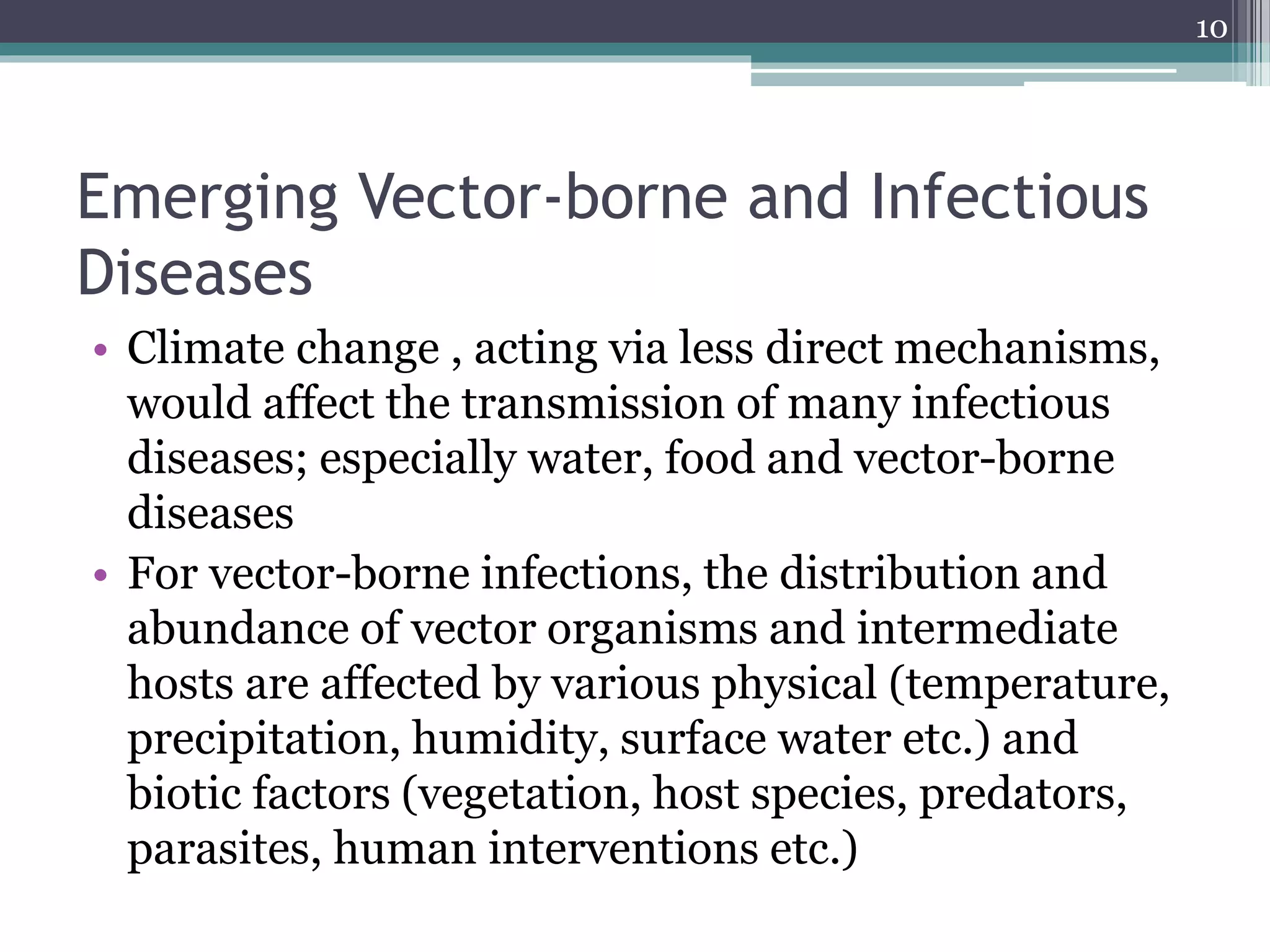 Climate change and emerging infectious and vector diseases | PPTX