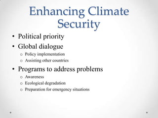 Climate change and its implications on national security | PPTX