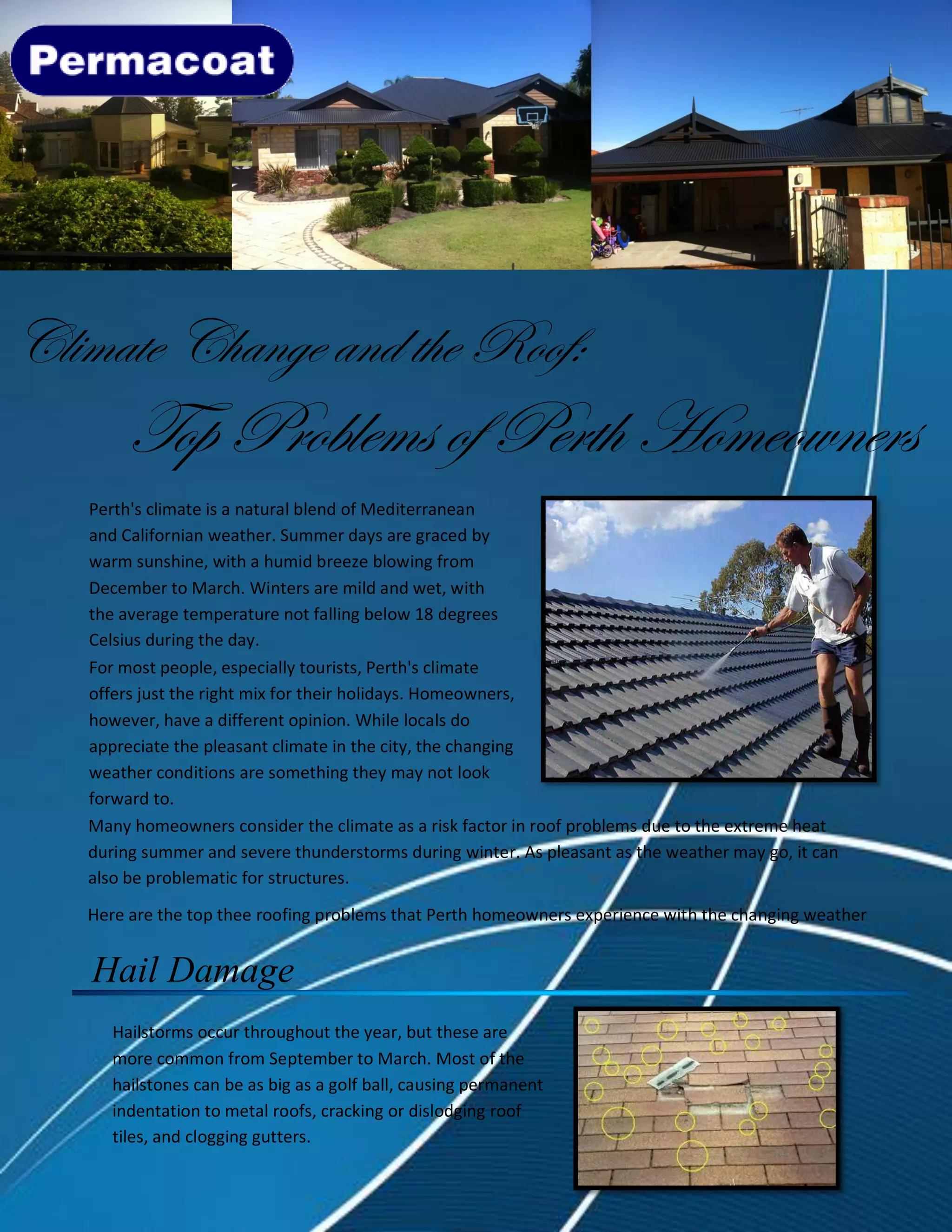 Climate Change and the Roof: Top Problems of Perth Homeowners | PDF