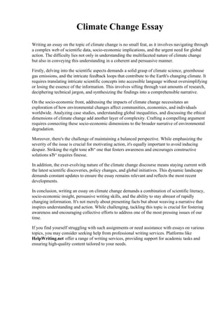 Climate Change Essay. American InterContinental University | PDF