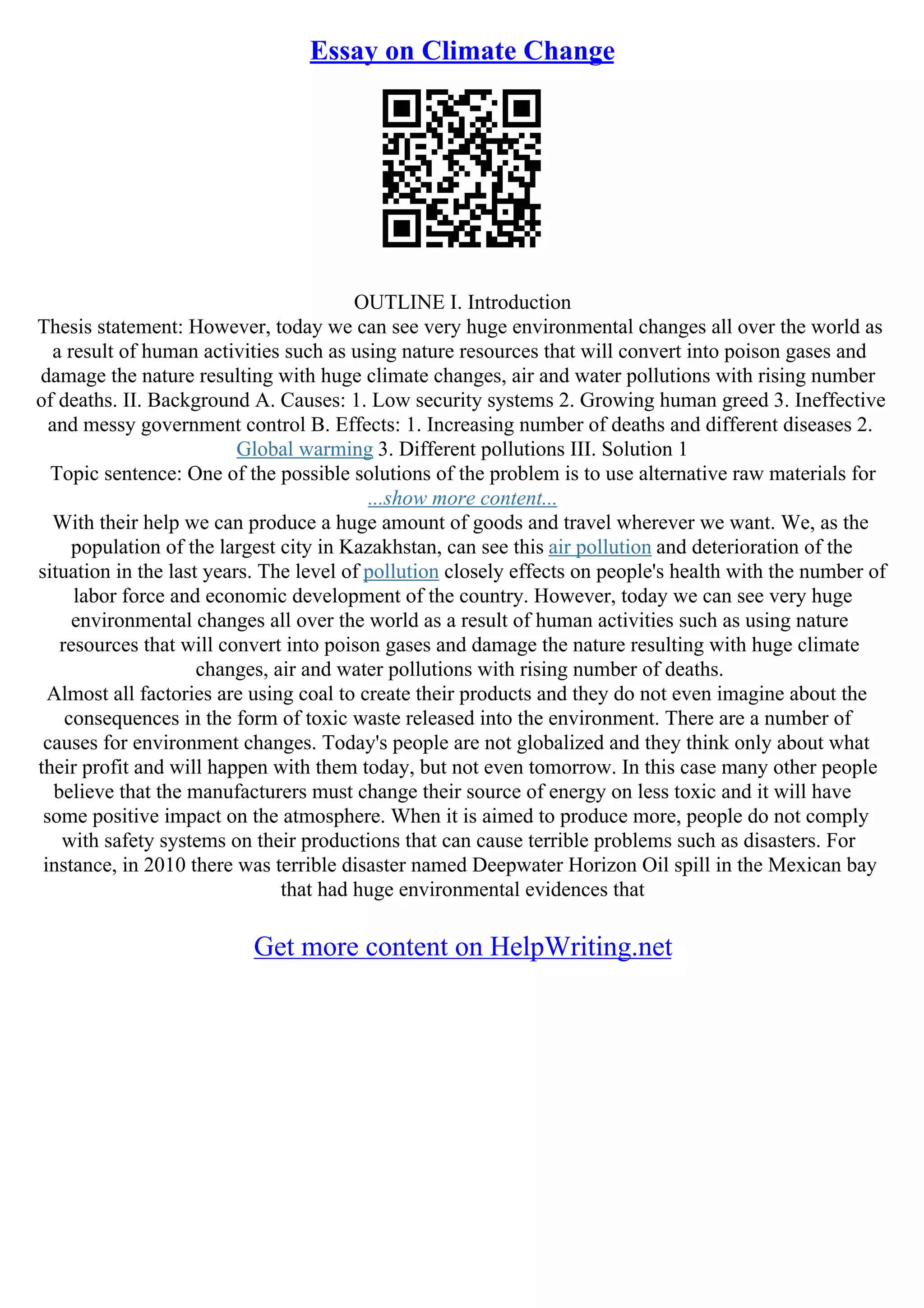 Climate Change Essays | PDF