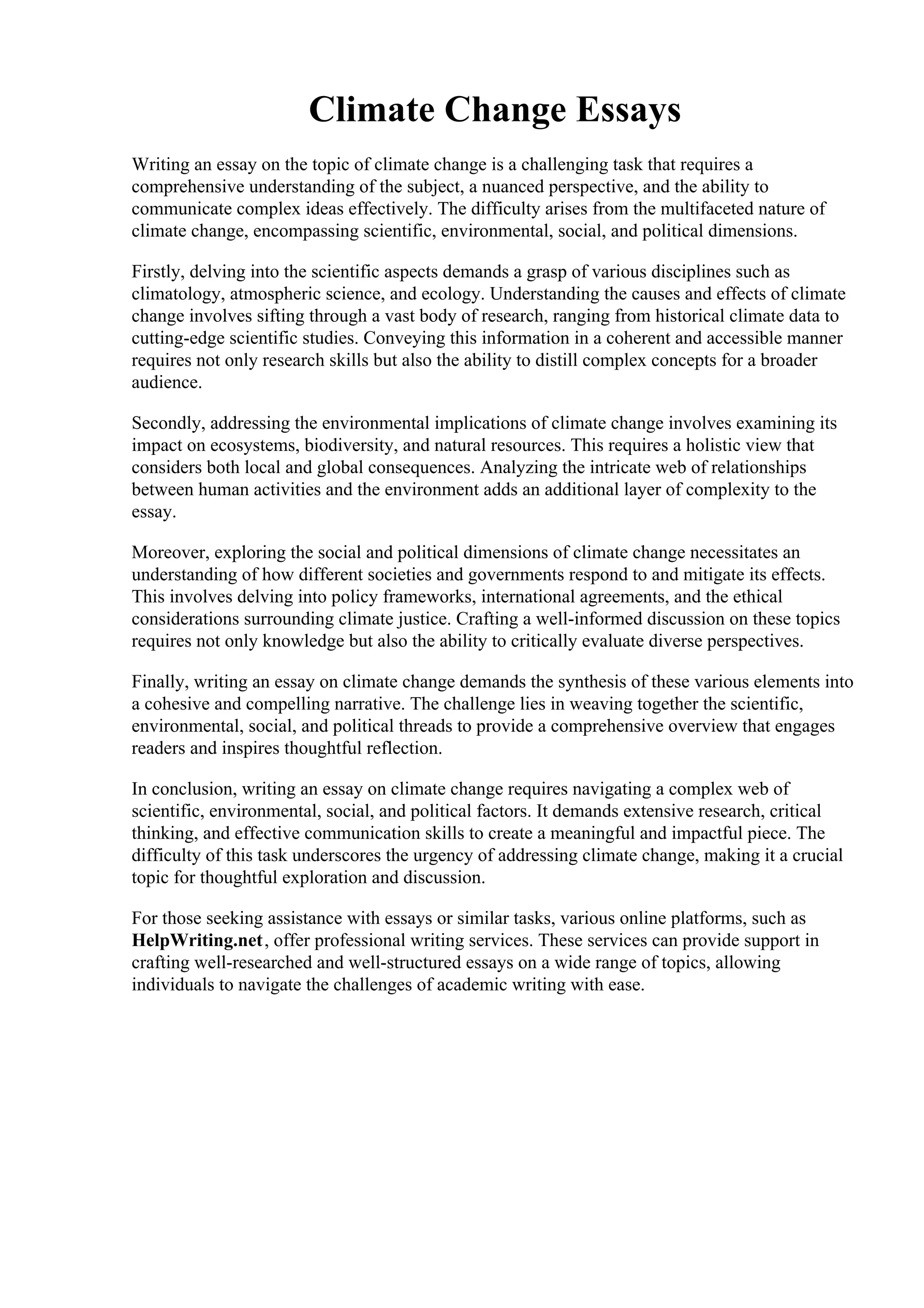 Climate Change Essays | PDF