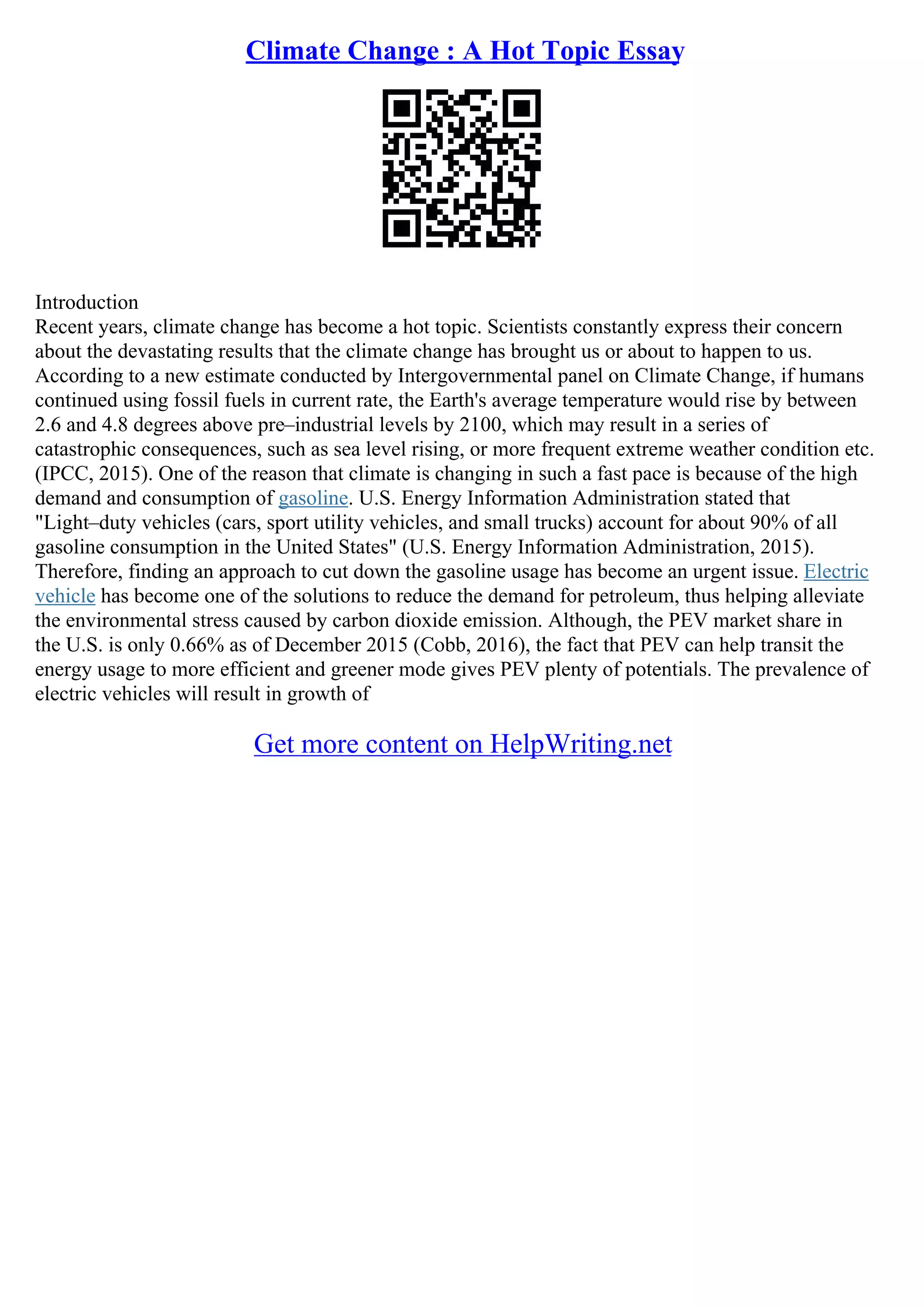 Climate Change Essay Topics | PDF