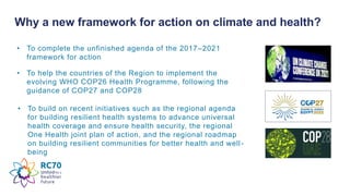 Climate change, health and environment a regional framework for action ...