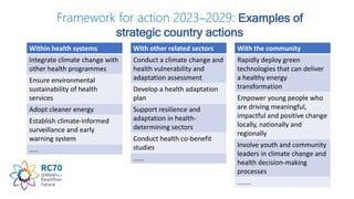 Climate change, health and environment a regional framework for action ...