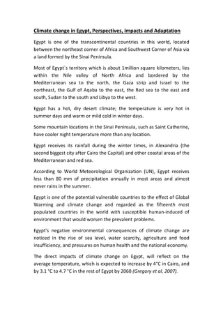 Climate change in egypt | PDF