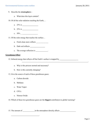 Climate change notes outline | DOCX
