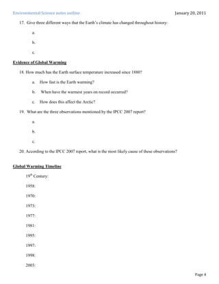 Climate change notes outline | DOCX | Weather | Science