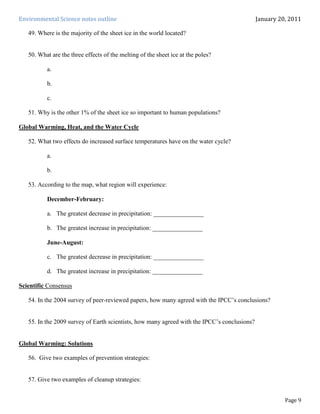 Climate change notes outline | DOCX