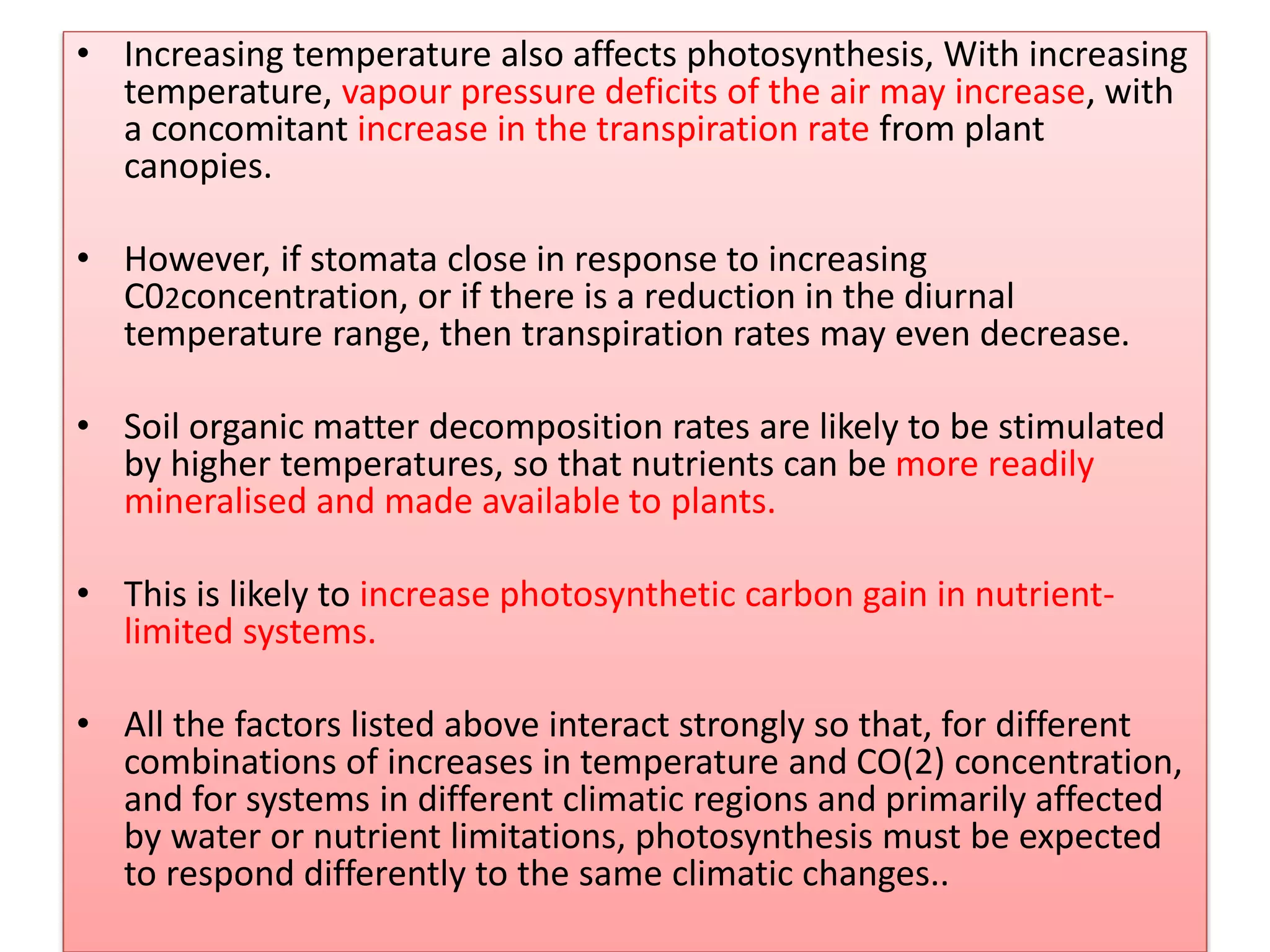 Climate change on plant process | PPTX