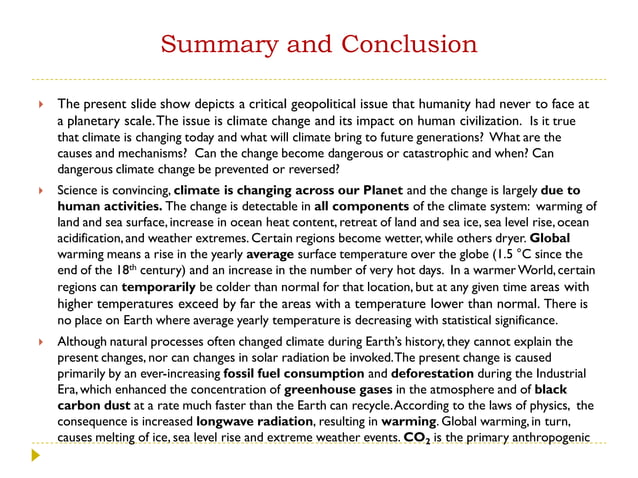 Climate change summary and conclusions | PDF | Weather | Science