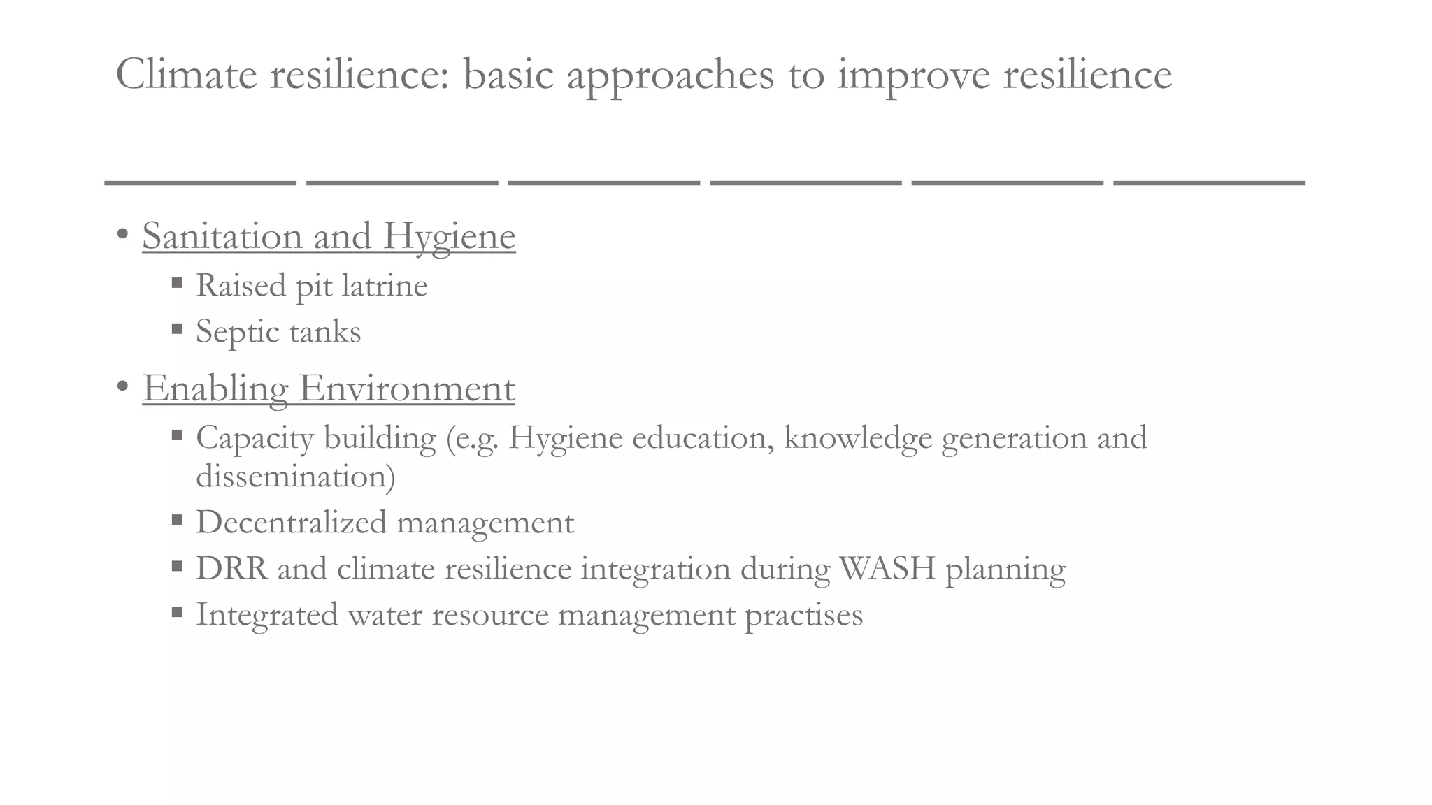 Climate & disaster resilient, water supply and sanitation | PPTX