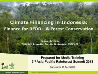 Climate financing in Indonesia: Finance for REDD+ & forest conservation ...