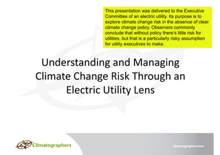 Electric Utility Risk Management in the Face of Climate Risk | PDF