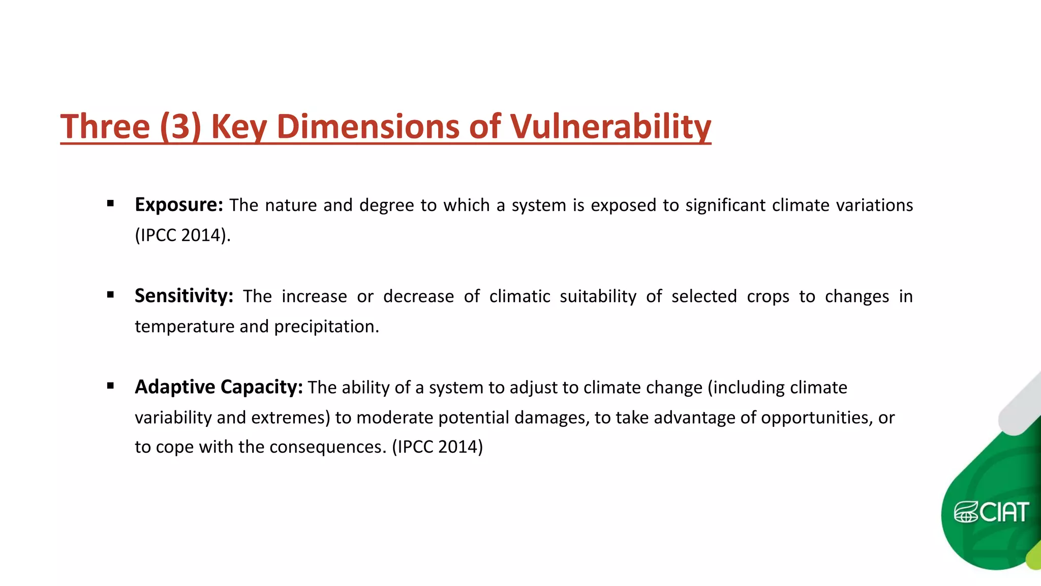 Climate Risk Vulnerability Assessment to Support Agricultural ...