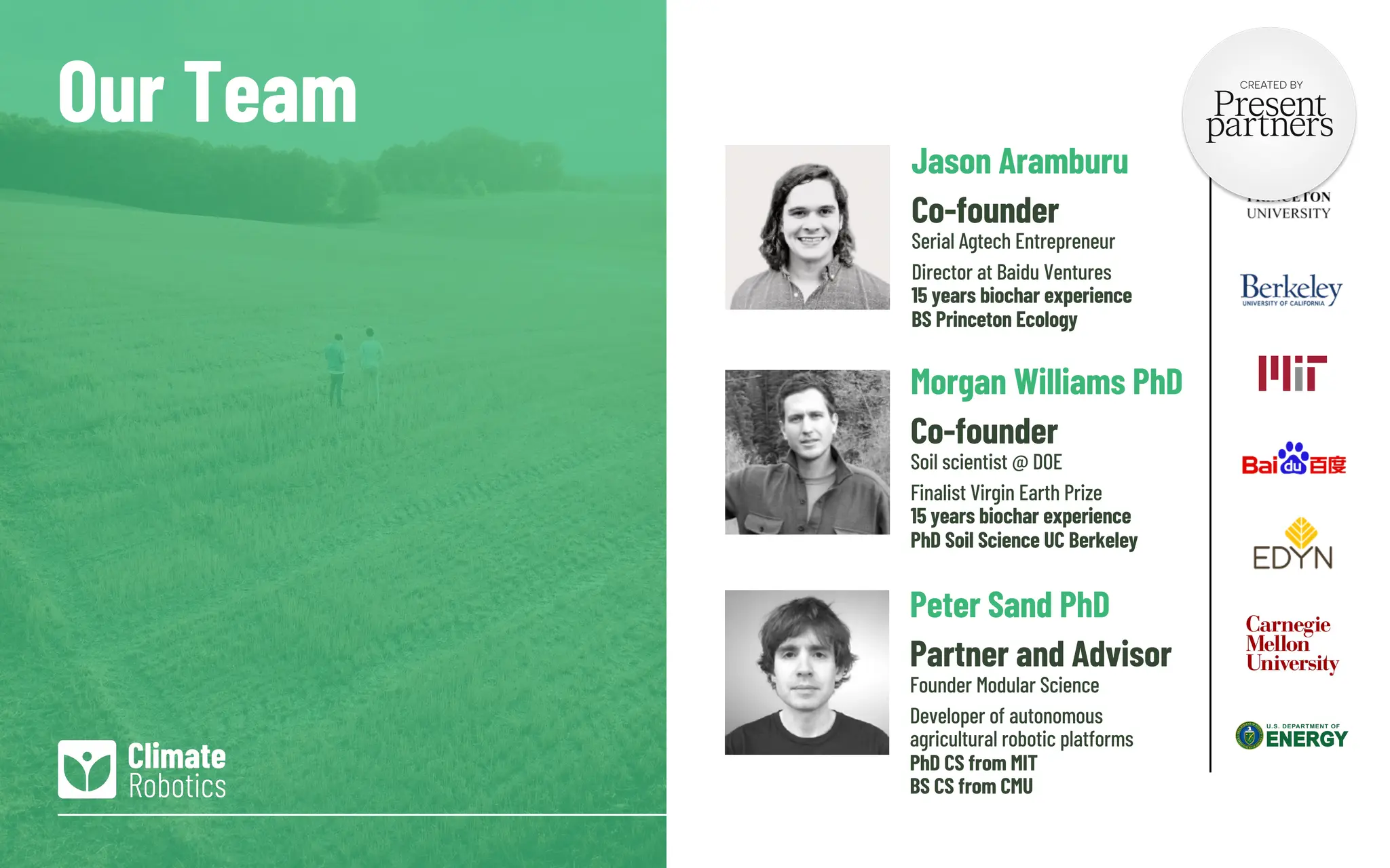 Climate Robotics | Investor Deck for Early Stage Start Up | PDF