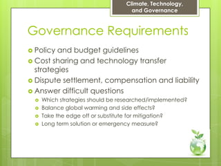 Climate, Technology and Governance | PPTX | Technology Industry ...