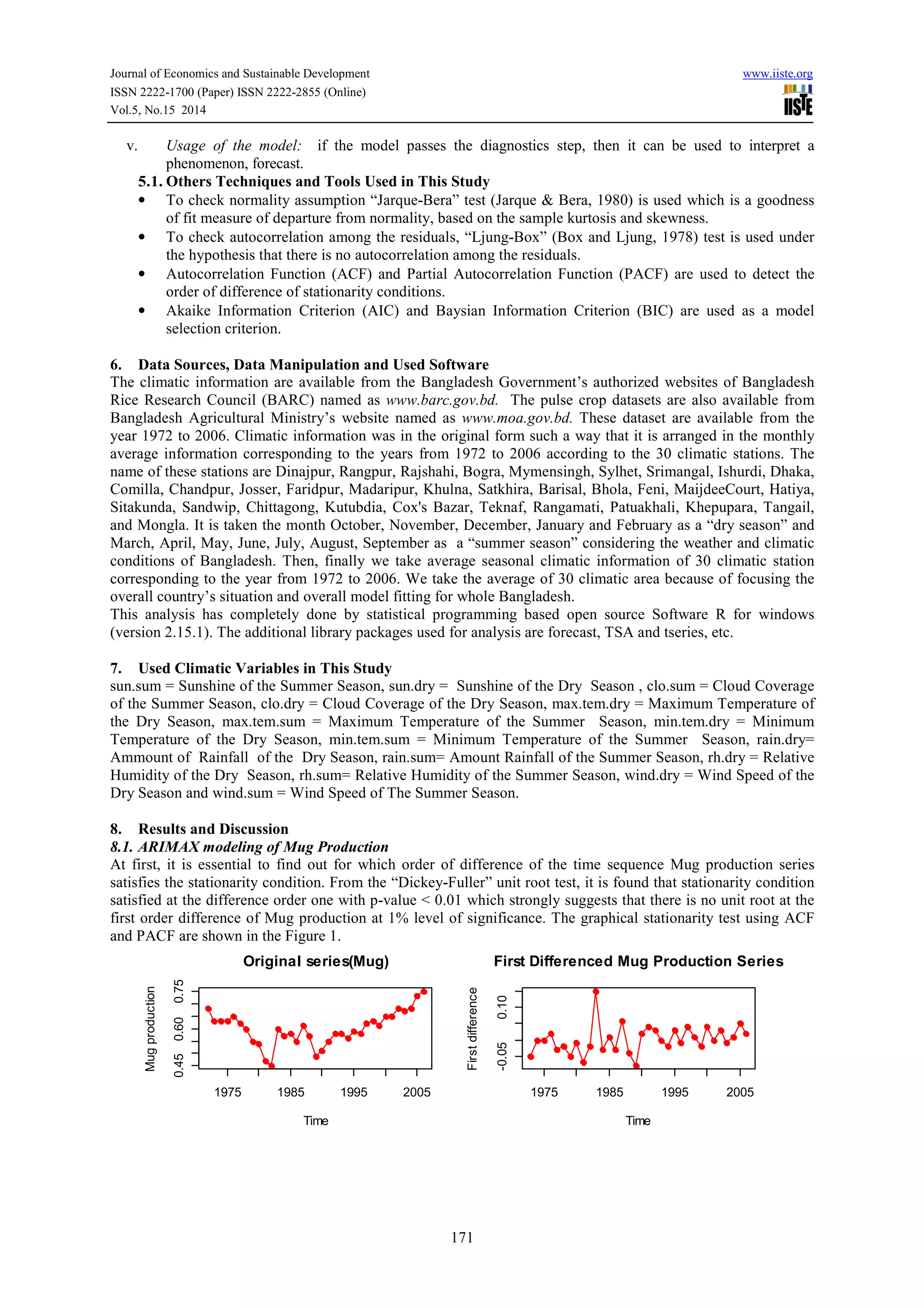 Climatic effects on major pulse crops production in bangladesh an application of box-jenkins ...