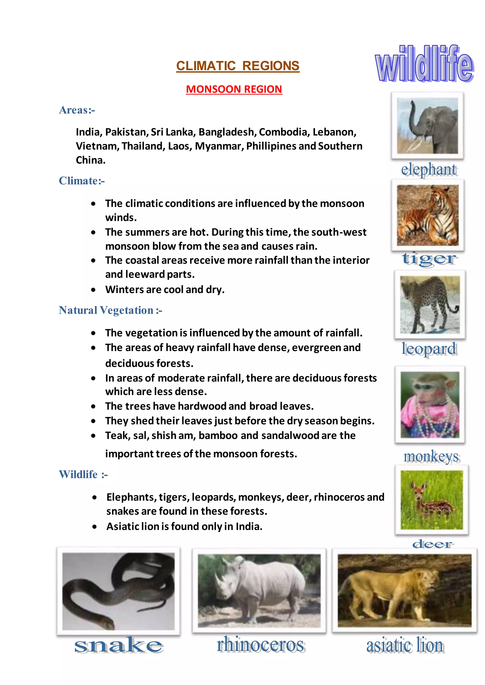 Climatic regions DESERT AND MONSOON REGIONS | PDF