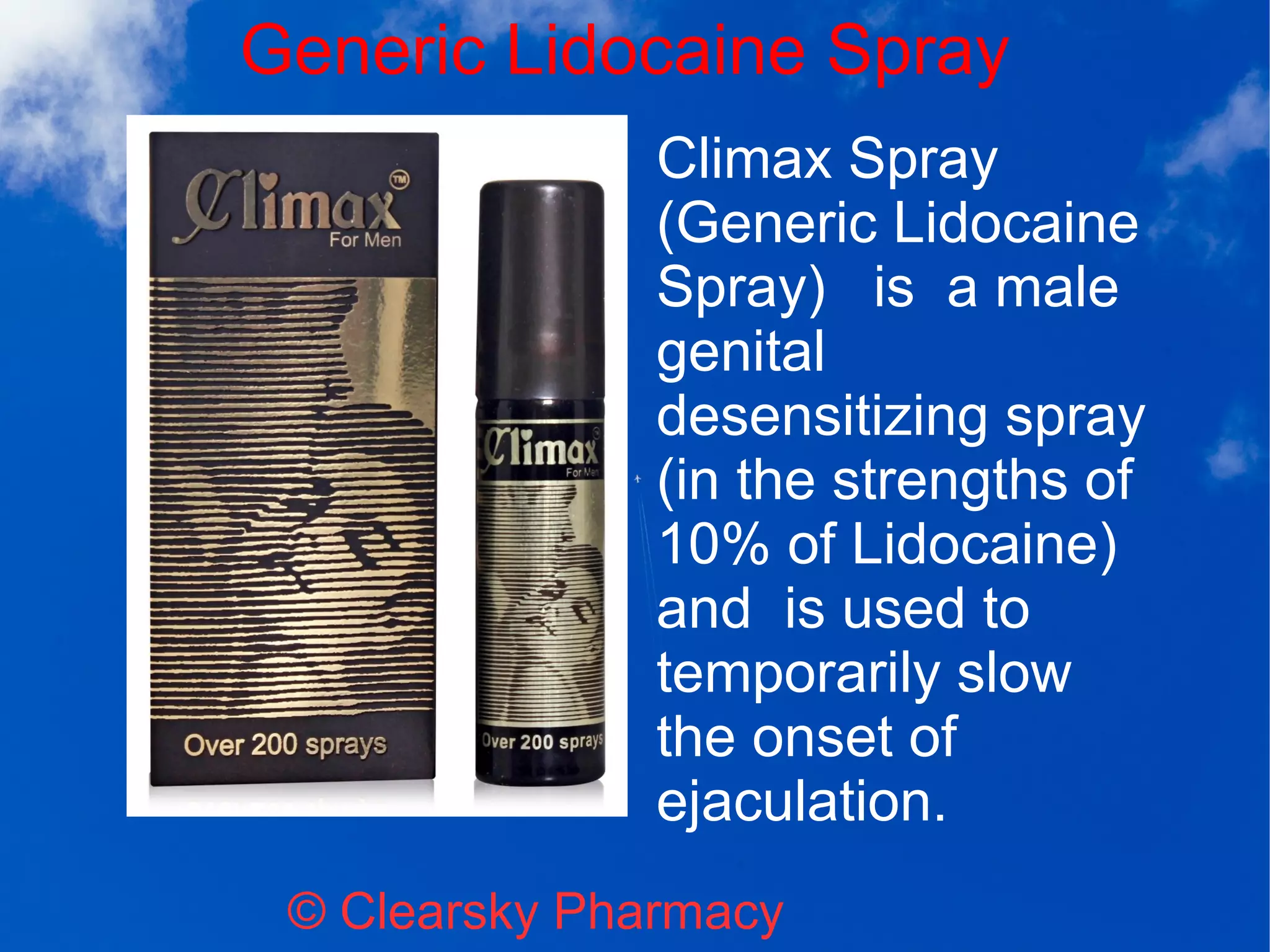 Climax Spray (Generic Lidocaine Spray) | ODP