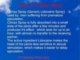 Climax Spray (Generic Lidocaine Spray) | ODP