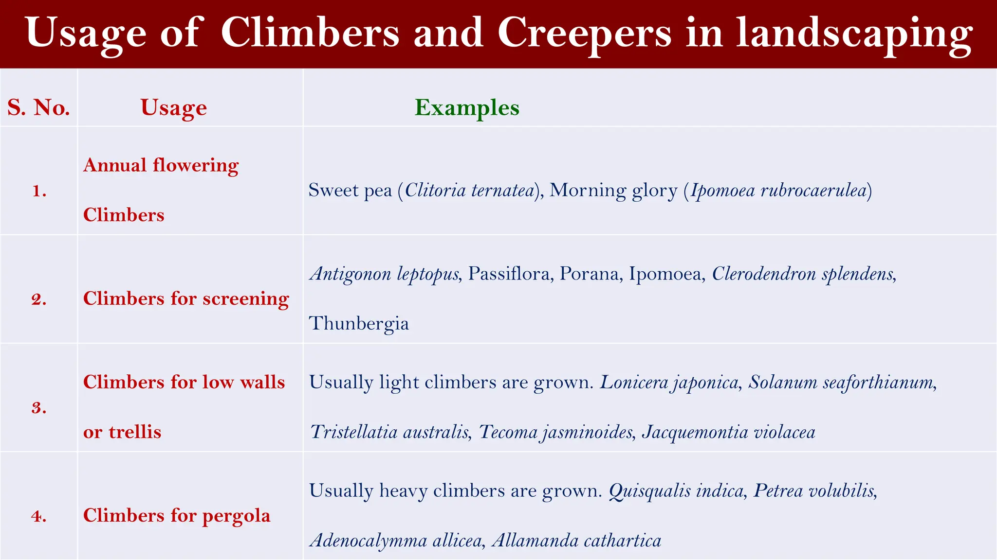 Climbers and Creepers used in landscaping | PDF