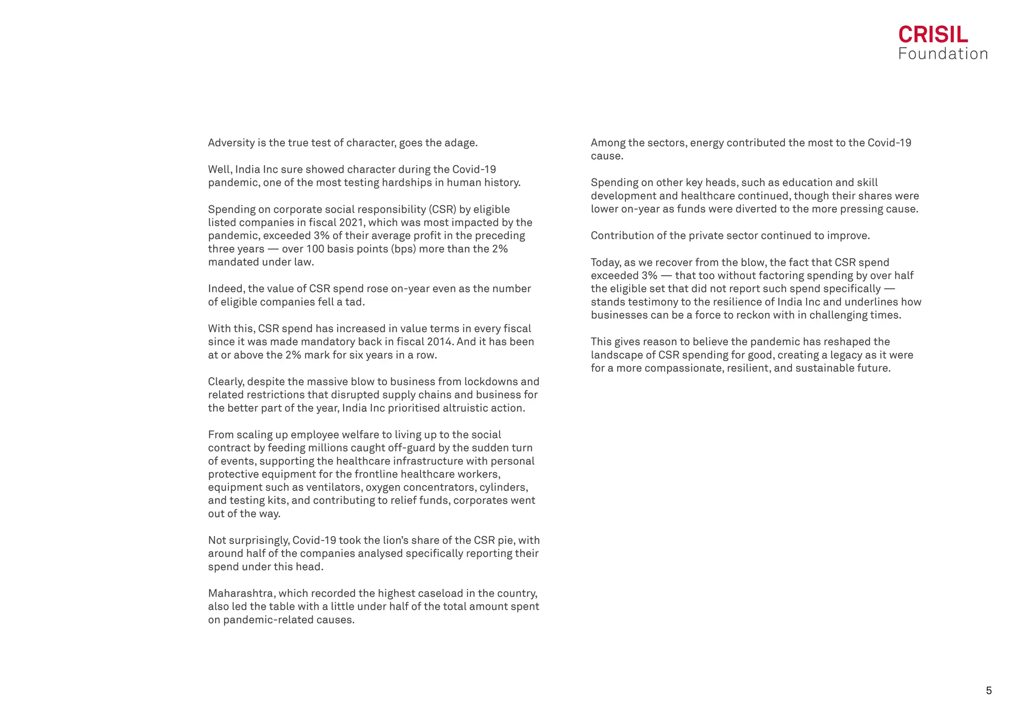 Crisil CSR Report 2023: 10 Years of CSR in India | PDF