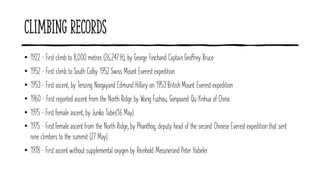 Climbing Records on Mount Everest (8850 m) | PDF