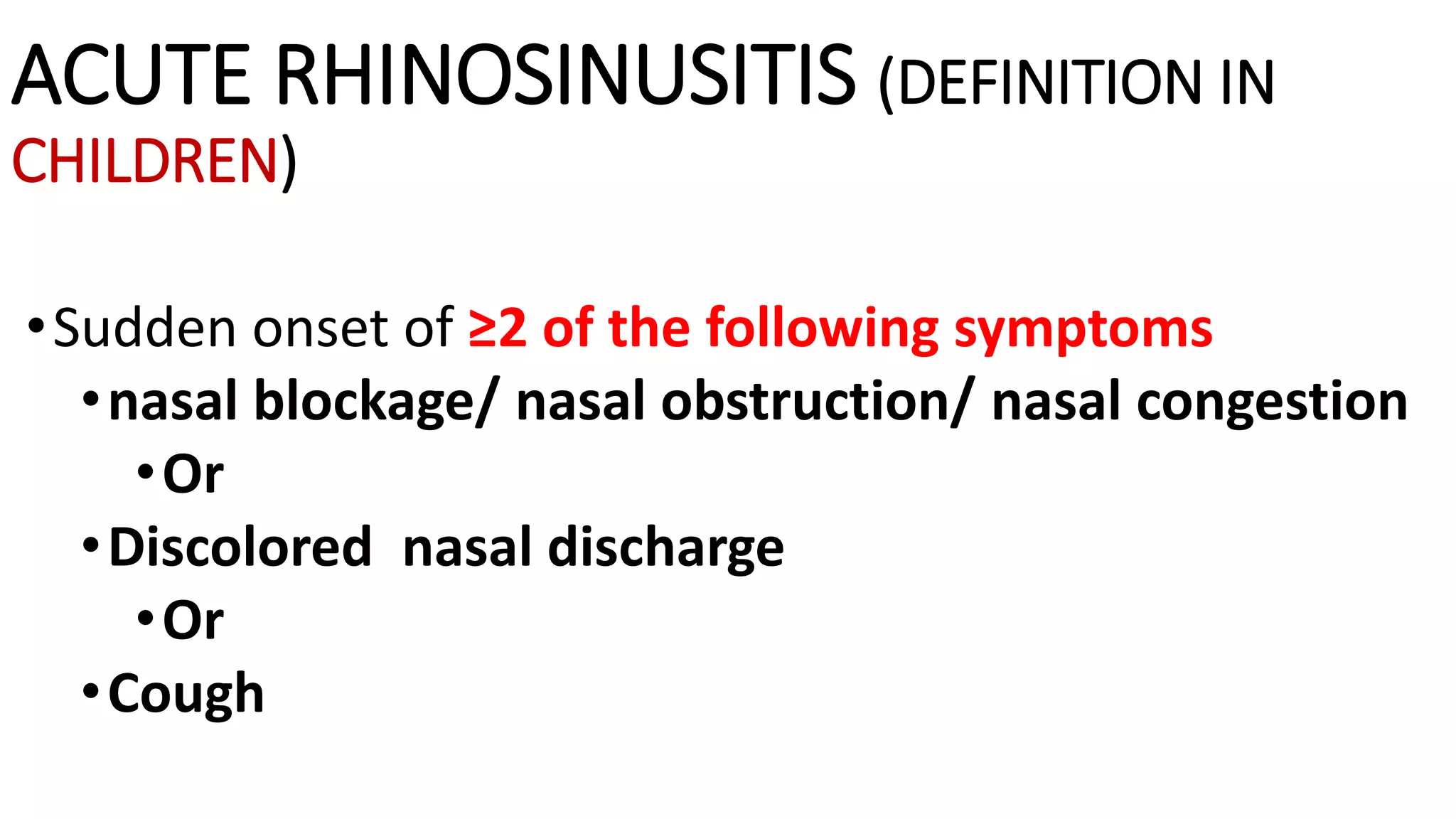 Clincal presentation and investigations of rhinosinusitis | PPT