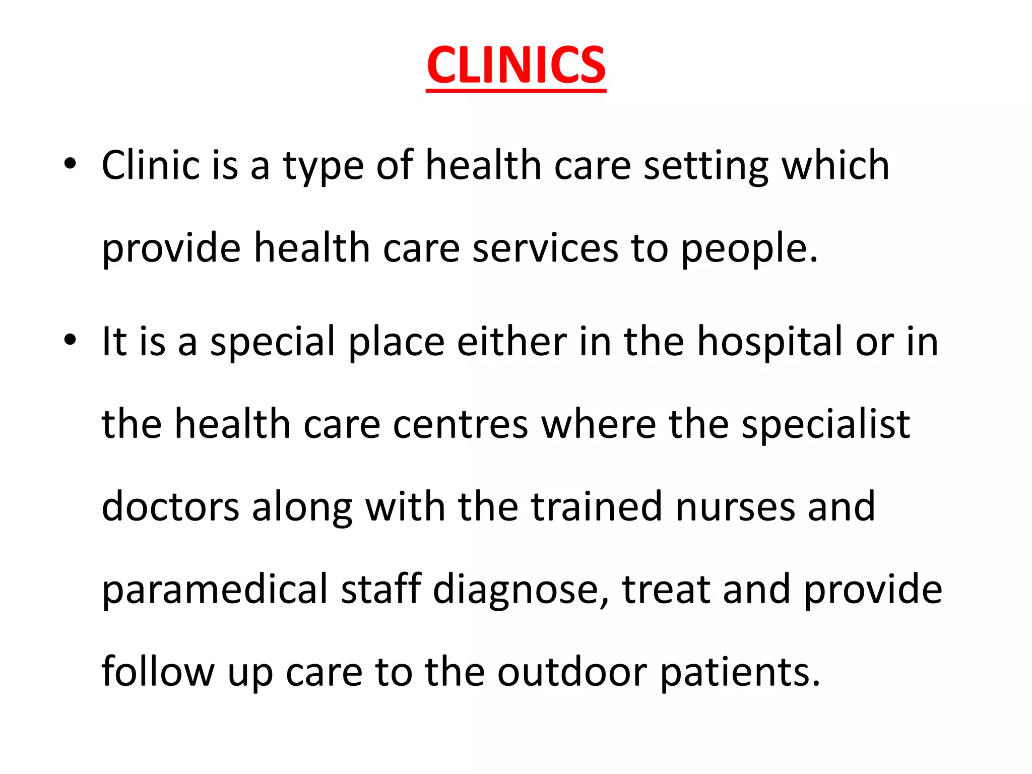 Clinic and types of clinic in the community area | PDF