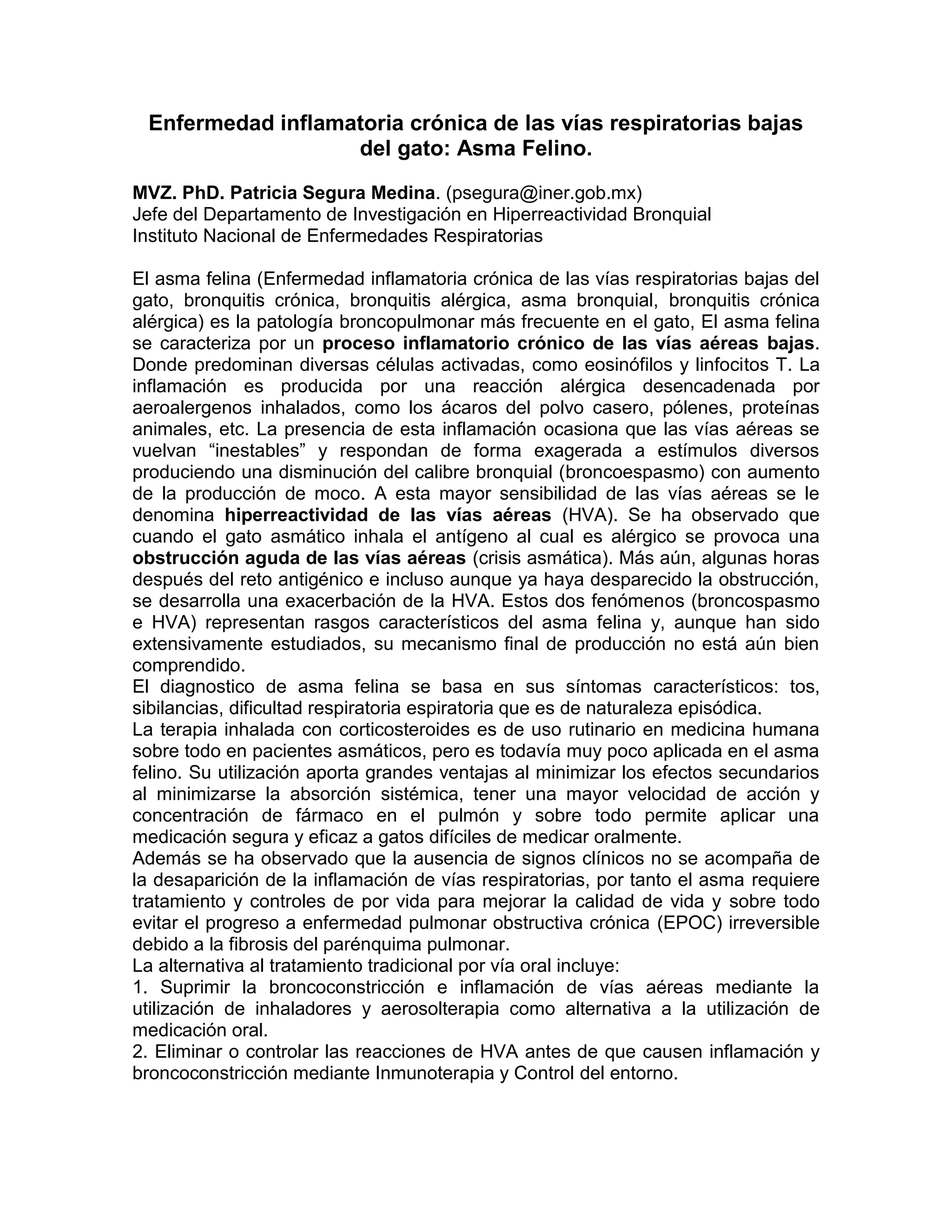 Clinica asma felino | PDF
