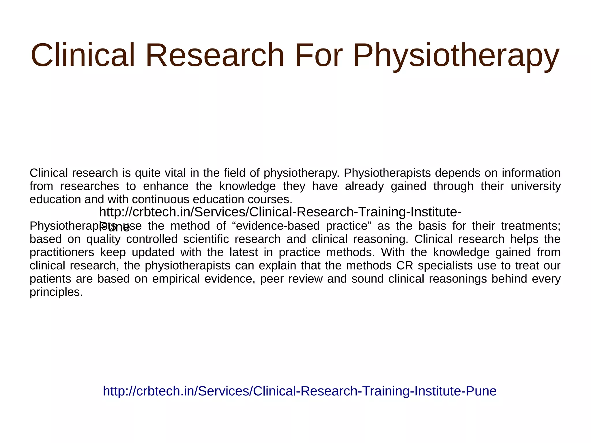 Clinical research-for-physiotherapy | ODP