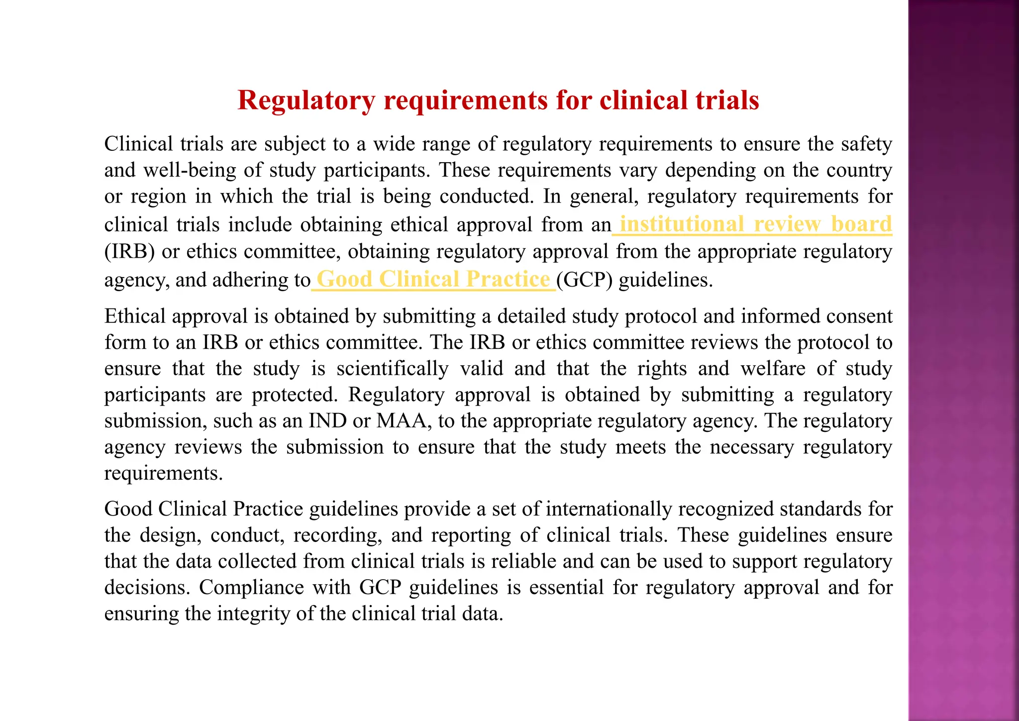 Unit 5: Clinical trials & Regulatory guidelines | PPT