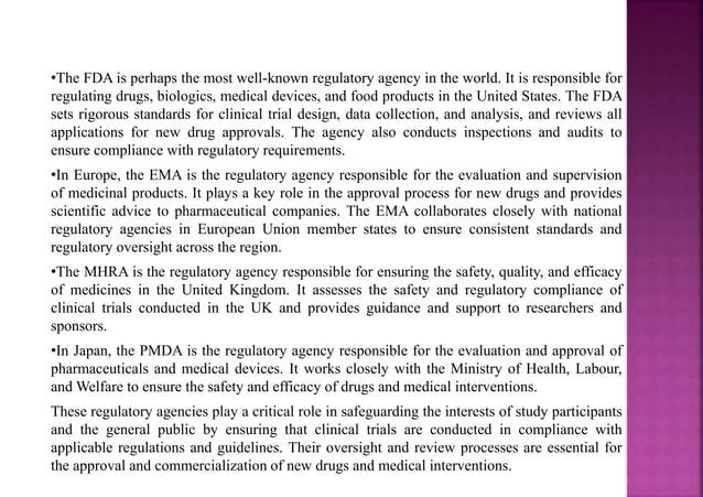 Unit 5: Clinical trials & Regulatory guidelines | PPT
