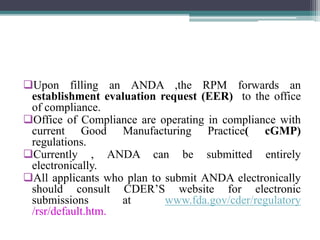 ANDA regulatory approval process | PPTX