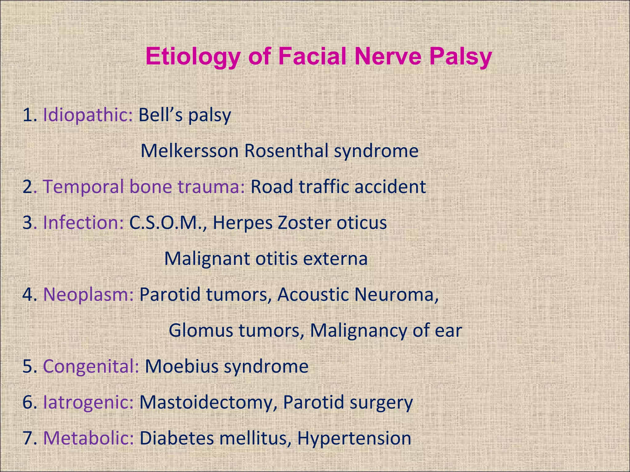 Clinical anatomy of facial nerve and facial nerve palsy | PPT