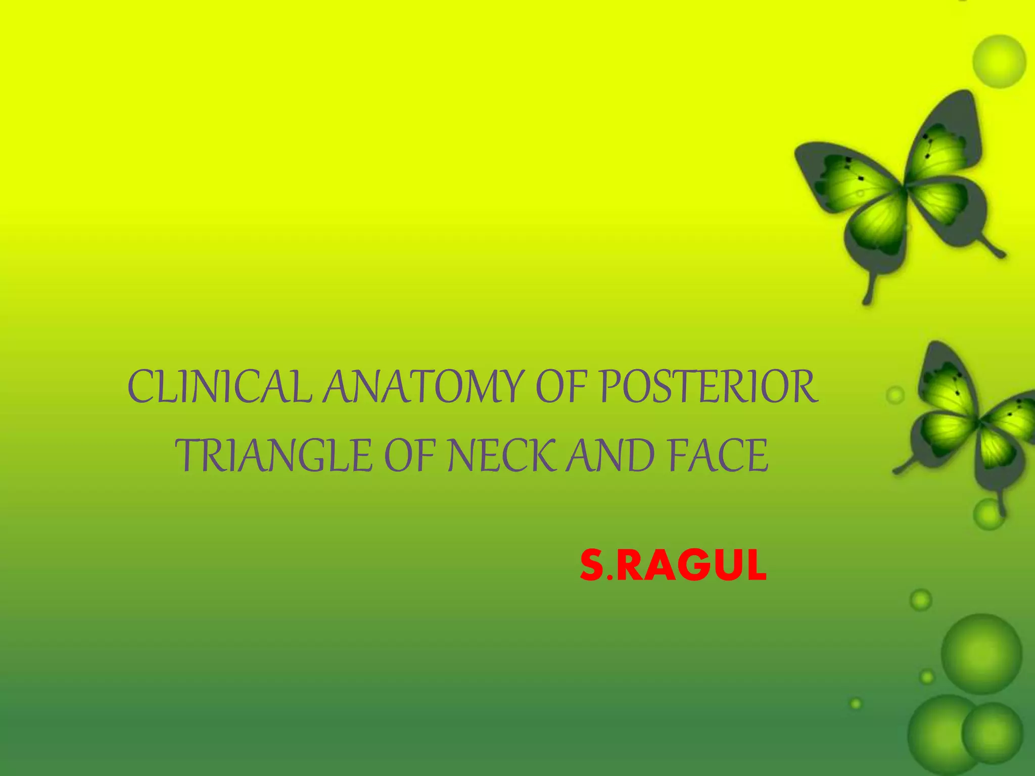Clinical anatomy of posterior triangle of neck and face | PPT