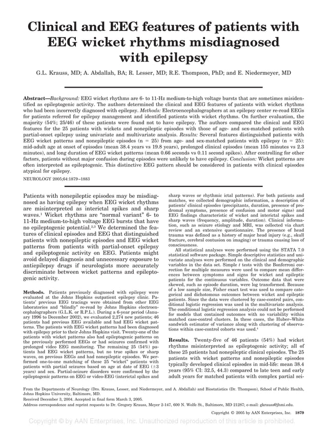 Clinical and eeg features of patients with eeg wicket rhythms ...
